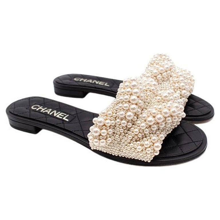 Faux-Pearl Embellished Sliders For Sale at 1stDibs