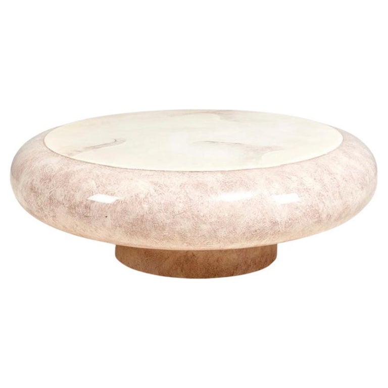 Faux Pink/Cream Marble "Mushroom" Coffee Table, 1980 For Sale at 1stDibs