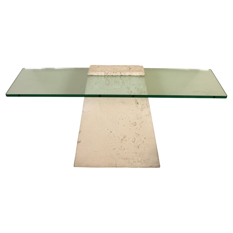Faux Stone and Glass Top Contemporary Console For Sale at 1stDibs