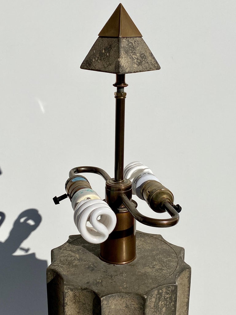 Faux Stone Architectural Column Lamp For Sale at 1stDibs