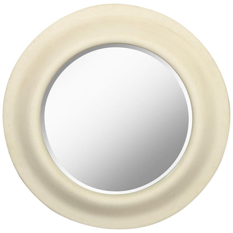 Faux Stone Round Mirror at 1stDibs