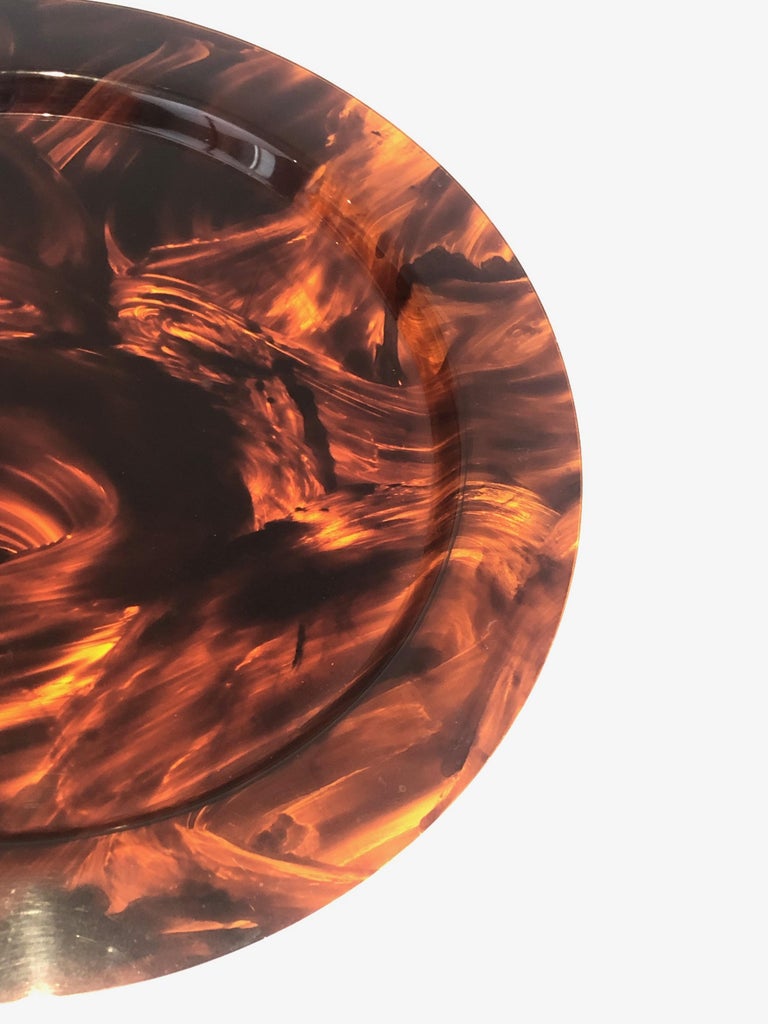 Faux Turtle-Shell Lucite Round Tray. French Work. Circa 1970. For Sale ...