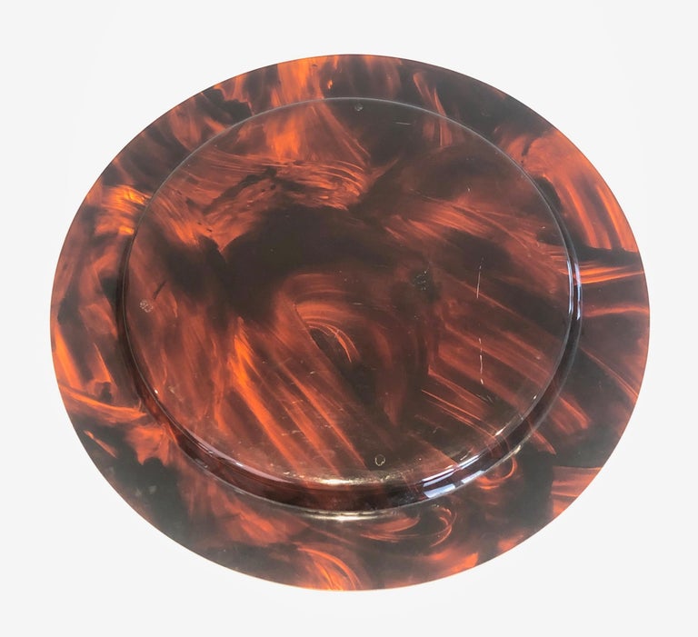 Faux Turtle-Shell Lucite Round Tray. French Work. Circa 1970. For Sale ...