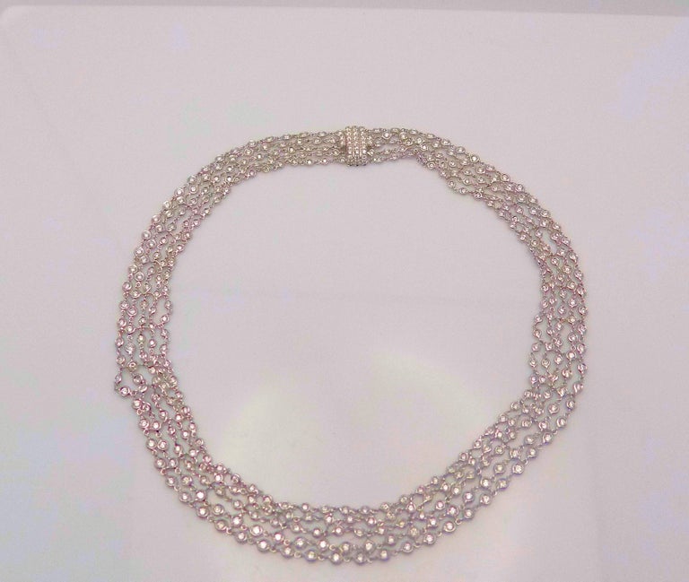 Favero Five-Row Diamond Necklace in 18 Karat White Gold For Sale at 1stDibs