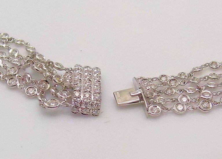 Favero Five-Row Diamond Necklace in 18 Karat White Gold For Sale at 1stDibs