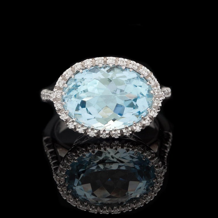 Favero Aquamarine and Diamond Ring at 1stDibs