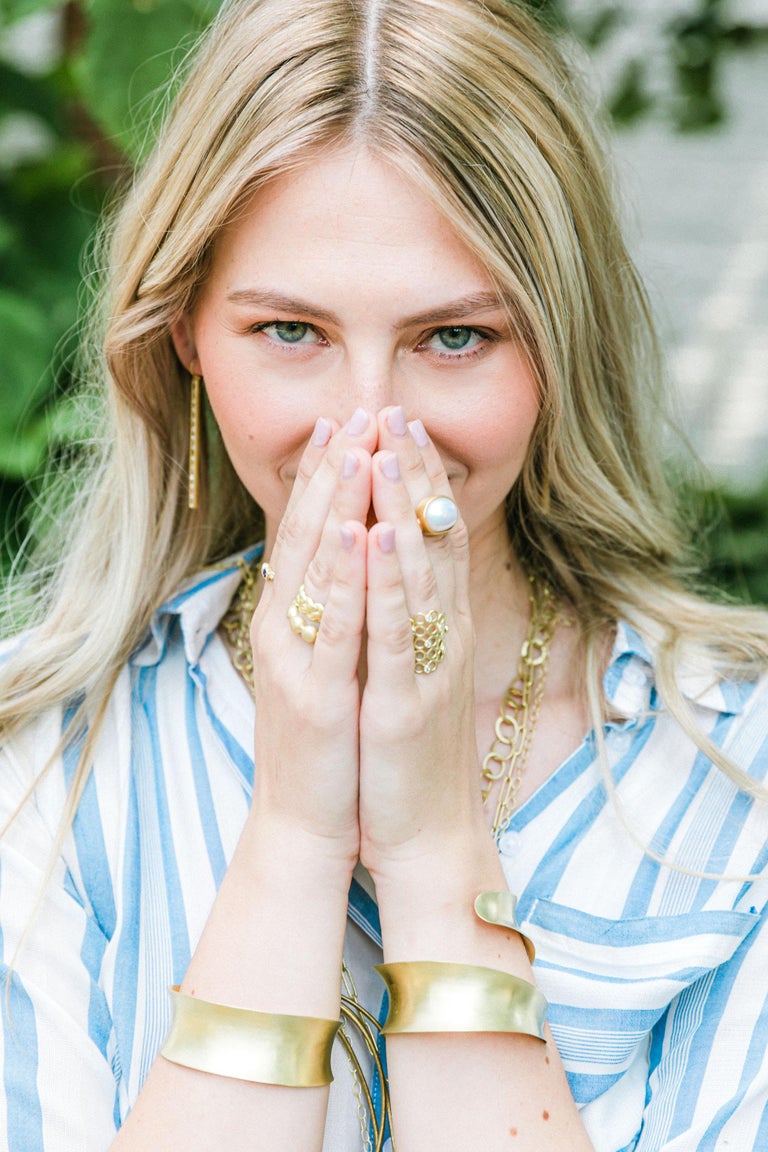 Faye Kim 18 Karat Gold Diamond Mesh Cocktail Ring For Sale at 1stDibs