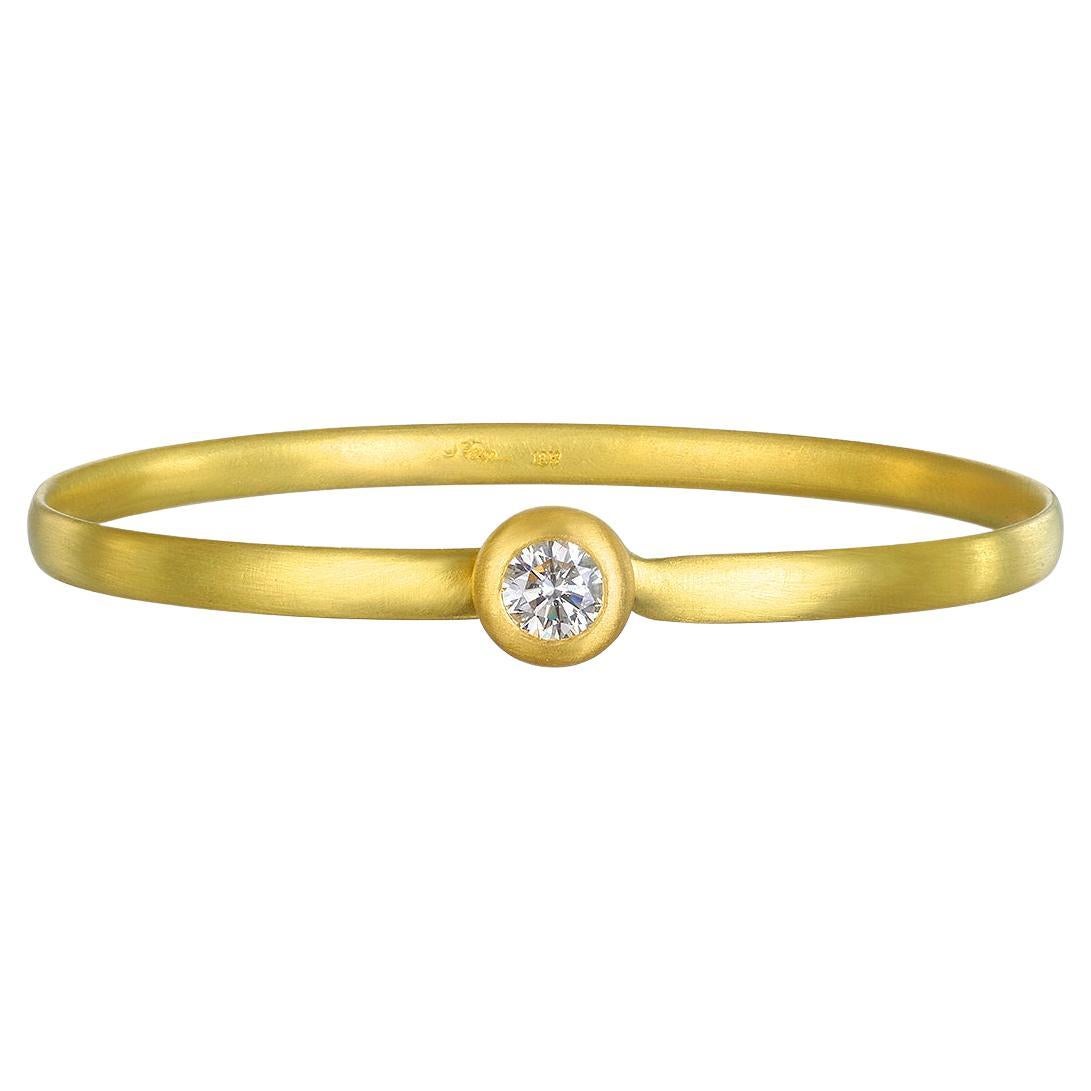 Faye Kim 18 Karat Gold Diamond Button Bangle For Sale at 1stDibs