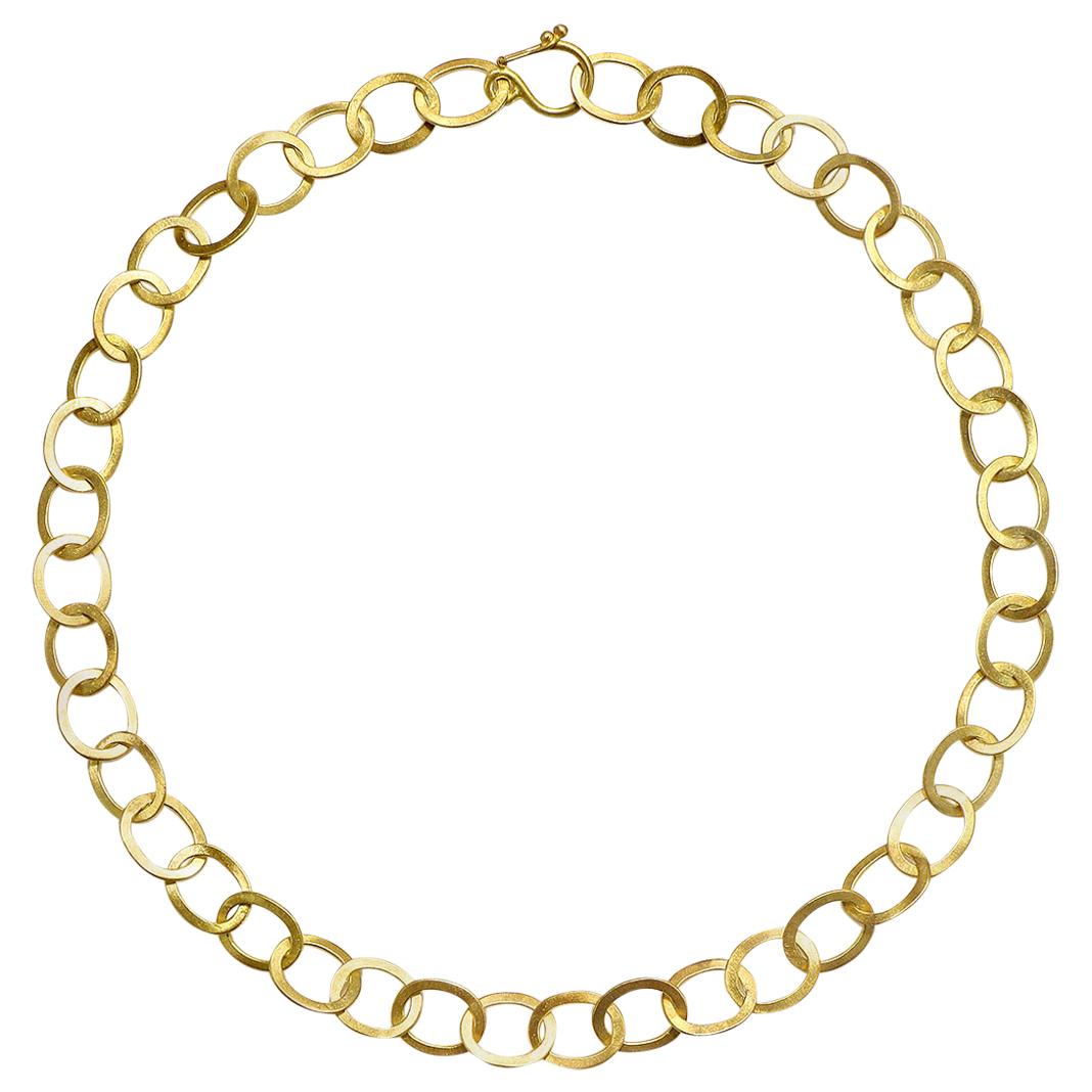 Faye Kim 18 Karat Gold Handmade Planished Oval Link Chain Necklace at ...