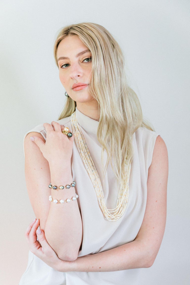 Faye Kim 18 Karat Gold Multi-Strand Akoya Keshi Pearl Necklace For Sale ...