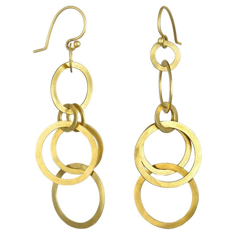 Faye Kim 18 Karat Gold Planished Multi Loop Earrings For Sale at 1stDibs