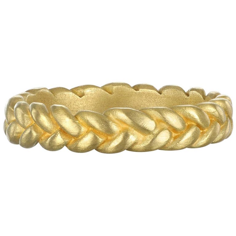 Faye Kim 18 Karat Gold Thin Braided Stack Ring For Sale at 1stDibs