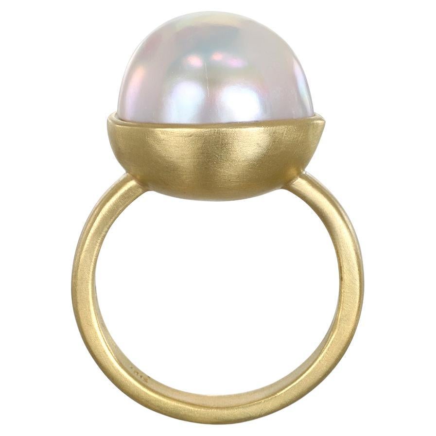 Faye Kim 18 Karat Gold Cream Baroque Freshwater Pearl Ring For Sale at ...