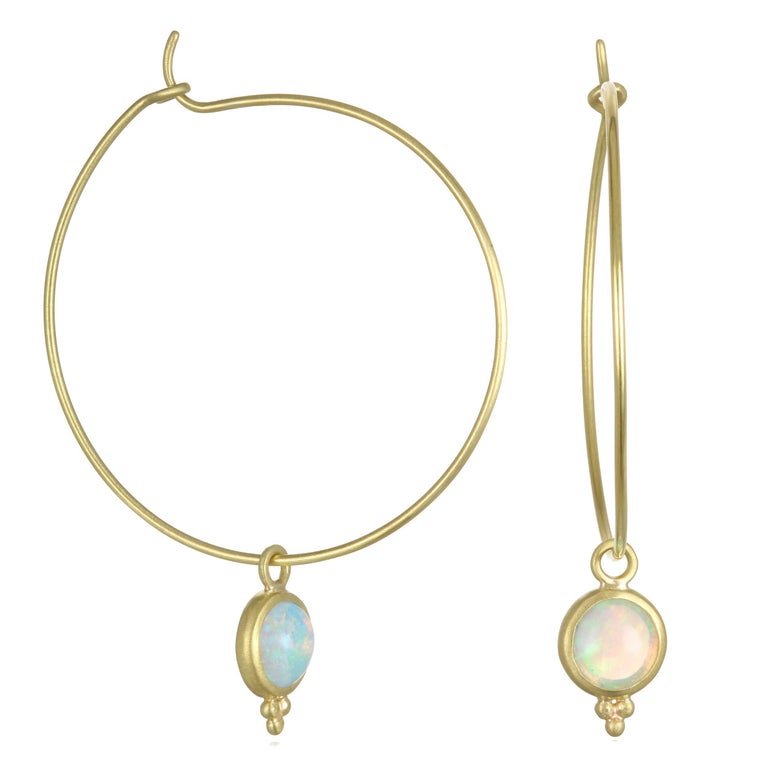Faye Kim 18 Karat Gold Wire Hoops with Removable Australian Crystal ...
