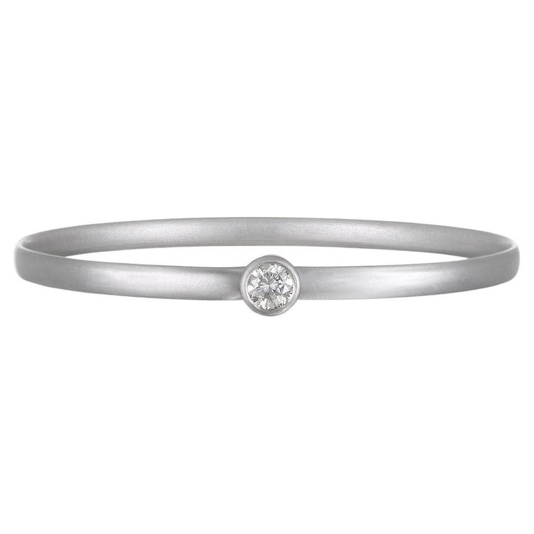 Faye Kim Platinum Diamond Solitaire Button Bangle Bracelet For Sale at ...