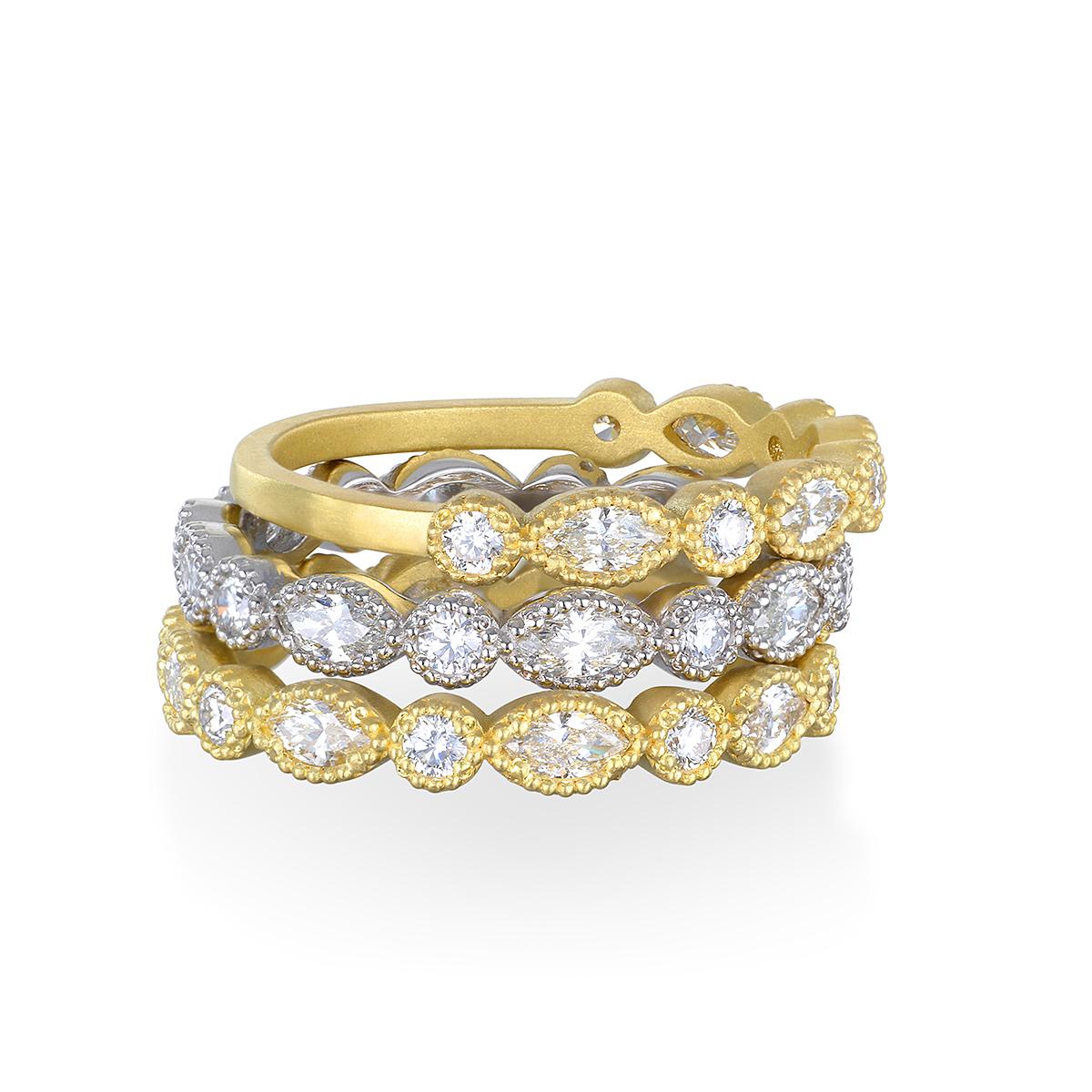 Faye Kim Platinum Marquise/Round Diamond Eternity Band For Sale at 1stDibs