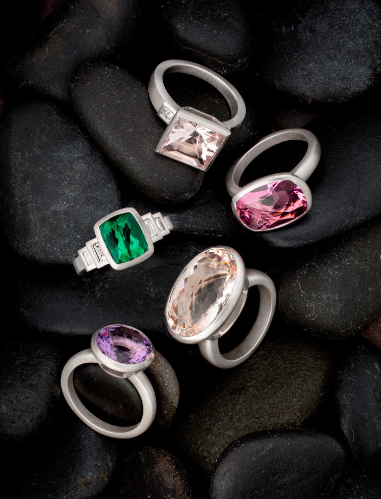 Faye Kim Platinum Purple Scapolite Cocktail Ring at 1stDibs