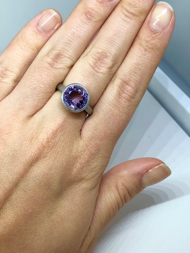 Faye Kim Platinum Purple Scapolite Cocktail Ring at 1stDibs