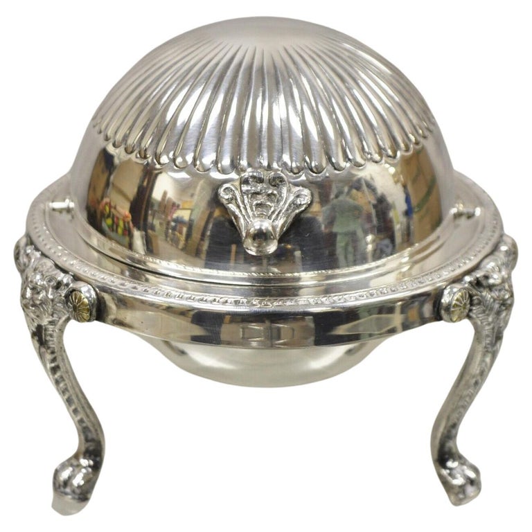 F.B. Rogers Victorian Silver Plate Round Roll Top Butter Dish with ...