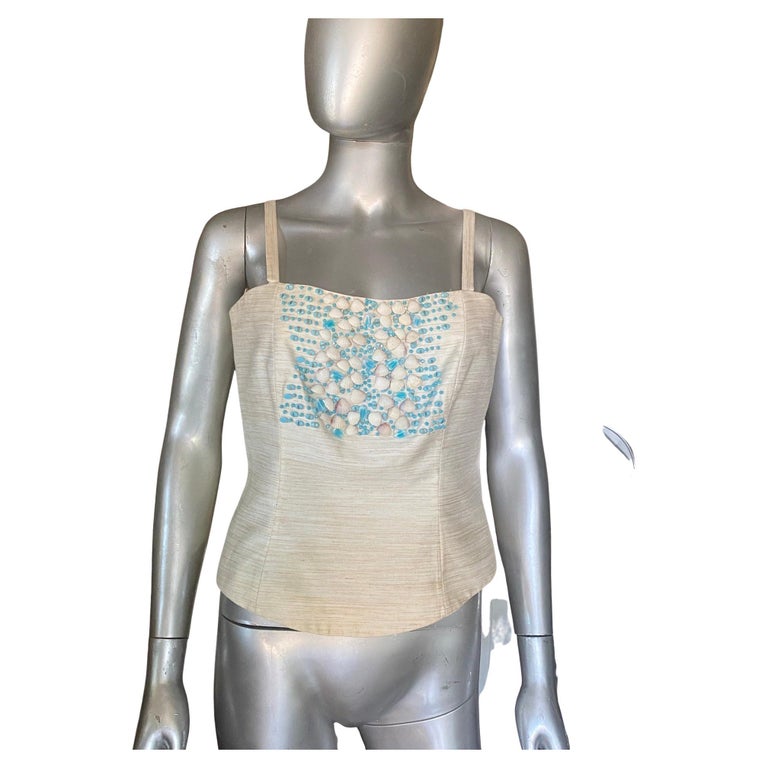 Fe Zandi Chic Custom Made Beaded Shell Tank Blouse Size 6 at 1stDibs