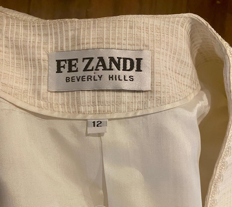 Fe Zandi Chic Custom Made Embroidered Linen Blend Jacket Size 12 For ...