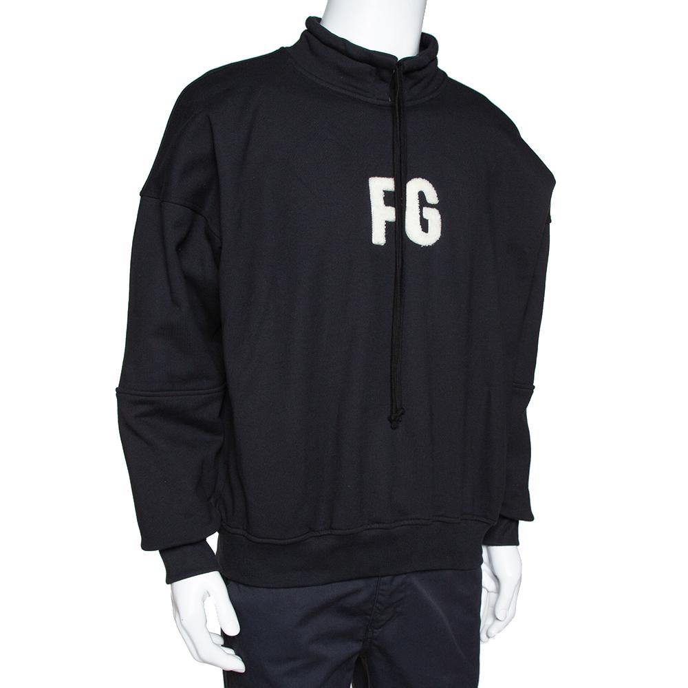 Fear of God Sixth Collection Black Logo Appliqued Mock Neck Fear of God Sixth Collection Black Logo Appliqued Mock Neck
