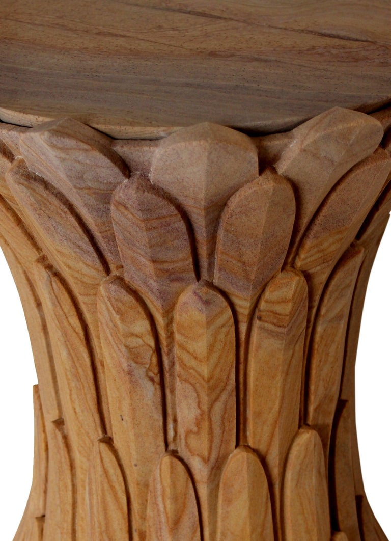 Feathers Side Table in Rainbow Teakwood Stone Handcrafted In India For ...