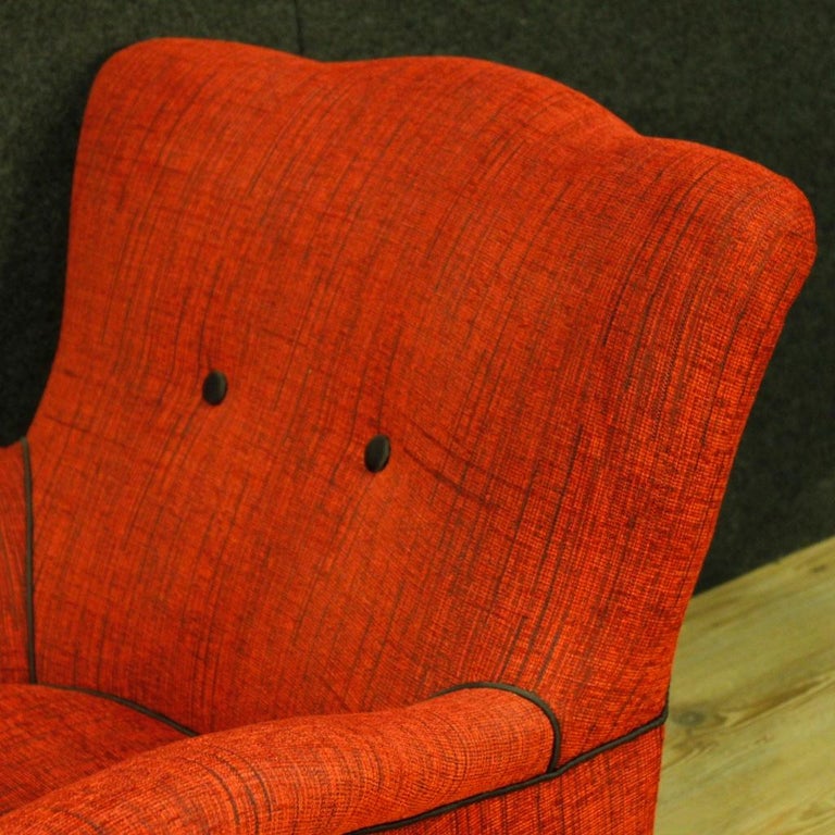 Fede Cheti 20th Century Red Fabric Italian Design Pair of Armchairs ...