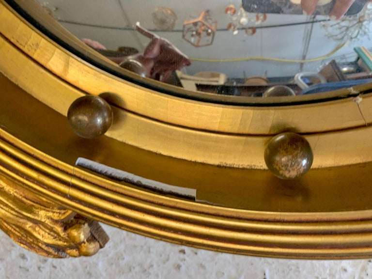 Federal Antique Carved Giltwood Convex Eagle Mirror at 1stDibs ...