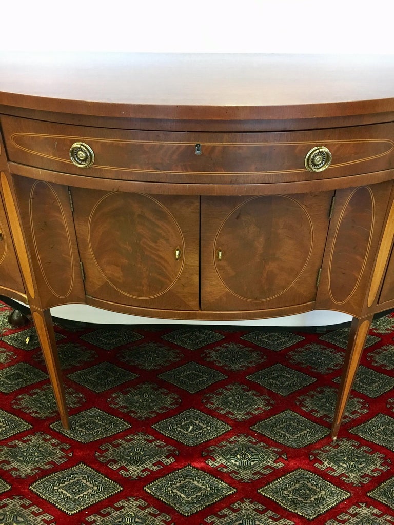 Federal Extra Large Mahogany Inlaid Bow Front Server Buffet Sideboard ...