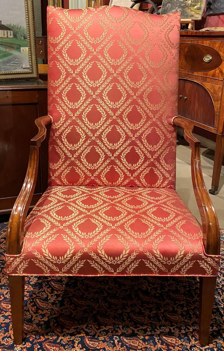 Federal Mahogany Upholstered Lolling Chair, circa 1785 For Sale at 1stDibs