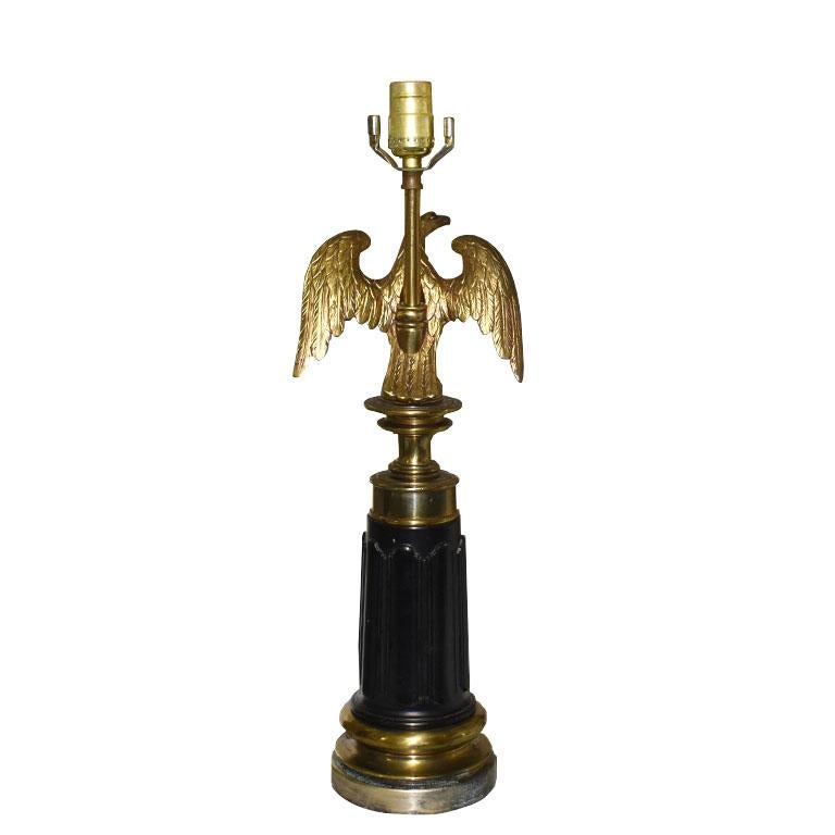 Federal Style American Eagle Lamp of Black Stone and Brass, by Stiffel ...