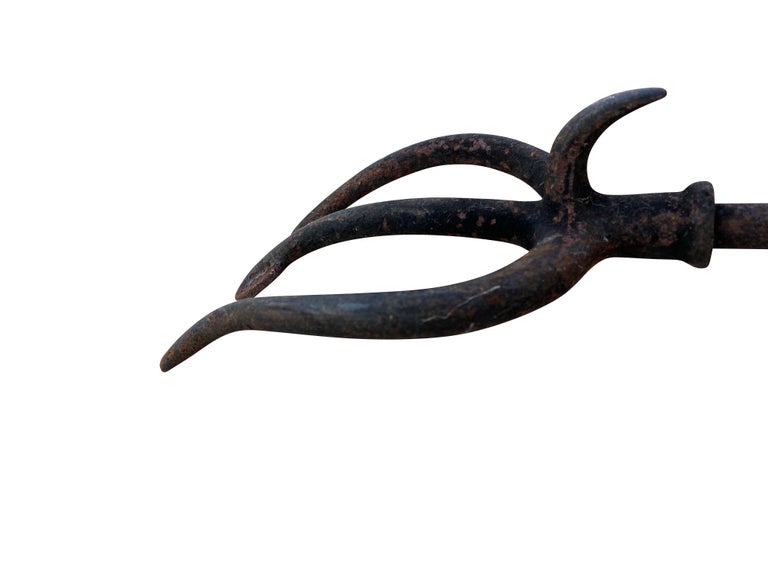 Federal Style Brass and Wrought Iron Fireplace Fork For Sale at 1stDibs