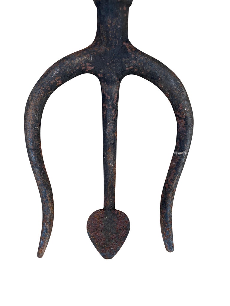 Federal Style Brass and Wrought Iron Fireplace Fork For Sale at 1stDibs