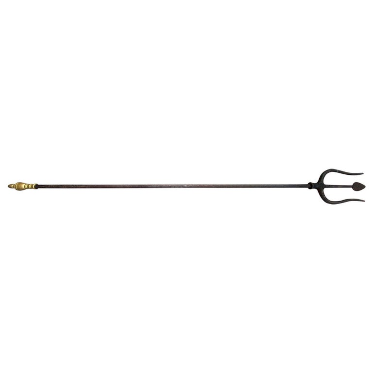 Federal Style Brass and Wrought Iron Fireplace Fork For Sale at 1stDibs