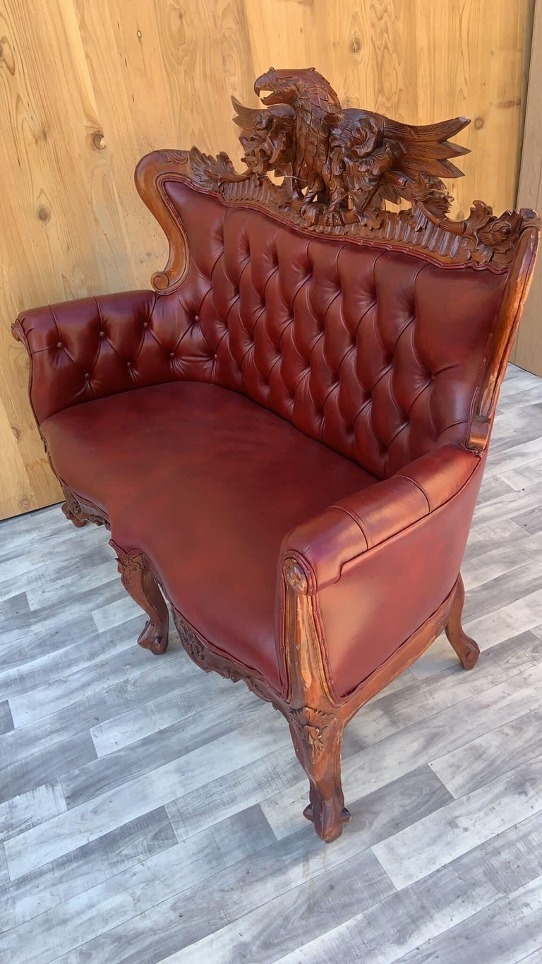 Federal Style Carved Ornate Tufted Parlor Set Newly Upholstered, Set of ...