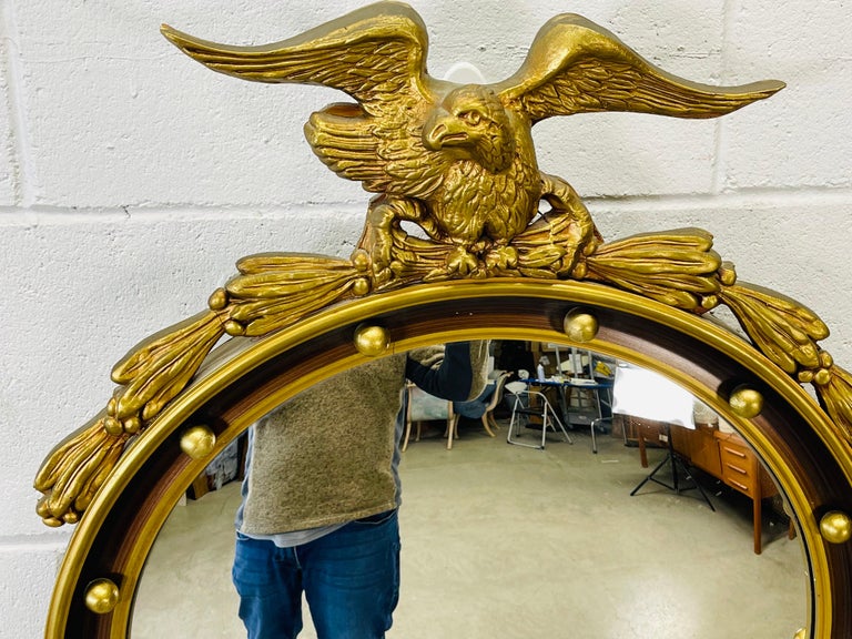 Federal Style Convex Wall Mirror with Eagle For Sale at 1stDibs