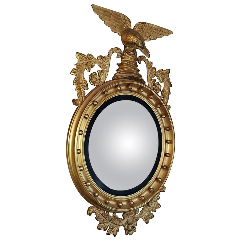 Federal Style Eagle Wood and Gesso Gilded Convex Mirror For Sale at ...