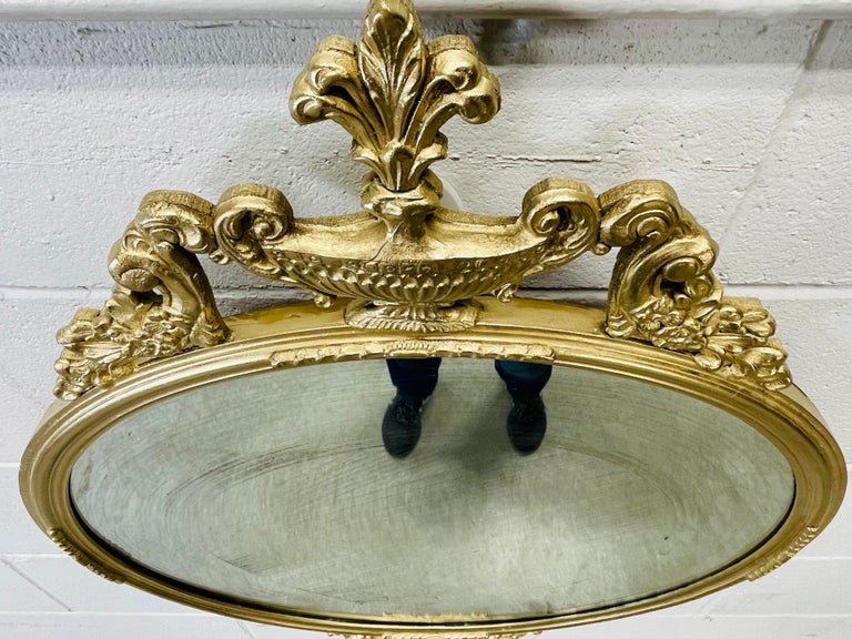Federal Style Gilt Painted Wood Round Wall Mirror For Sale at 1stDibs
