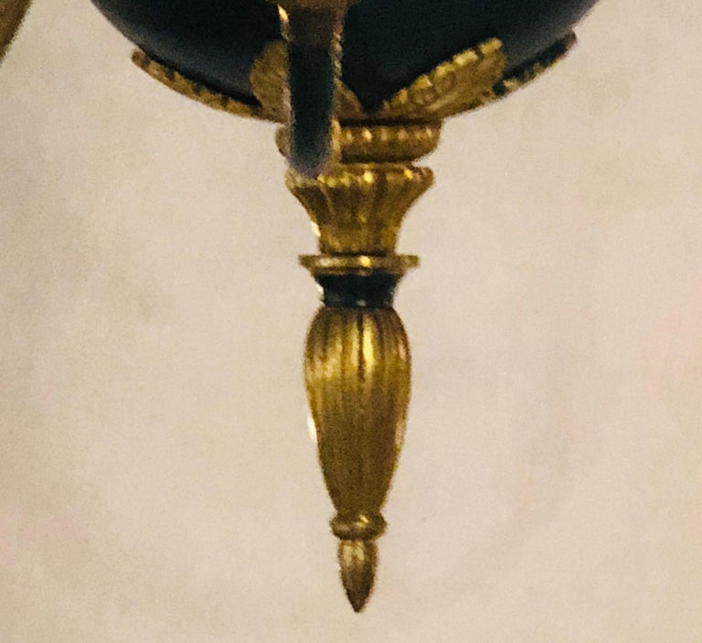 Federal Style Green Bronze Chandelier with Gilt Swan Heads For Sale at ...