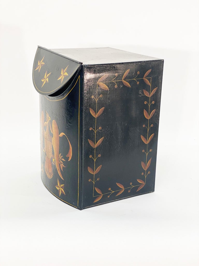 Federal Style Hand Painted Tole Tinder Wood Box For Sale at 1stDibs ...