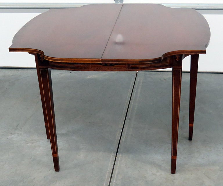 Antique Federal style Inlaid Sheraton Console Games Table at 1stDibs
