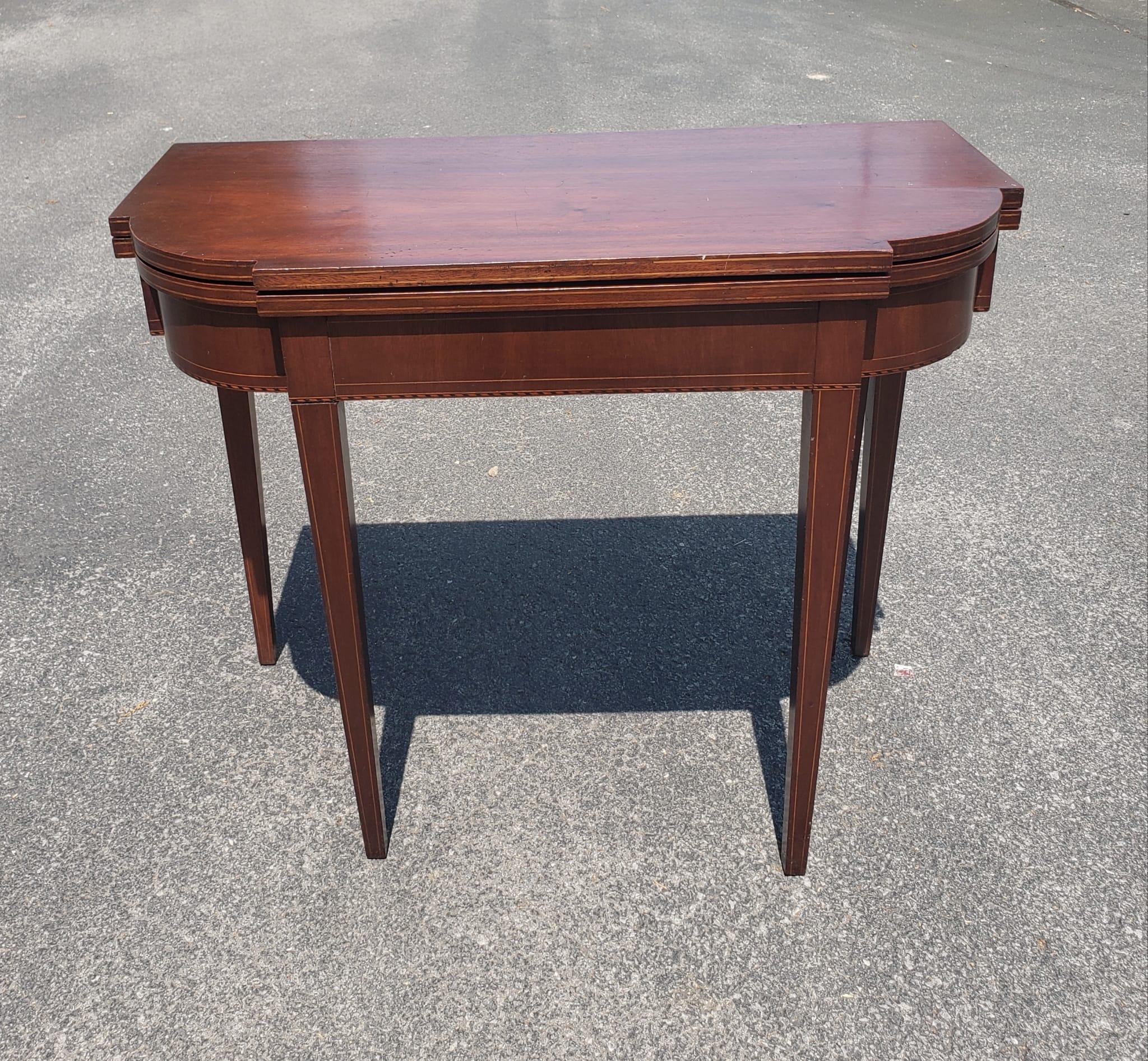 Federal Style Inlaid Mahogany Fold-Top Console Table, Circa 1920s For ...