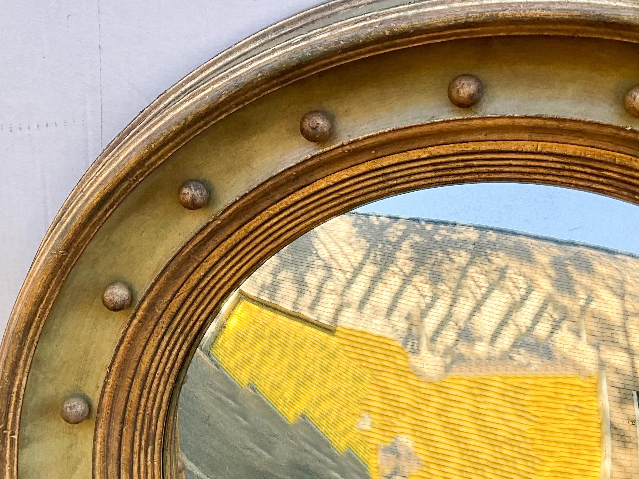 Federal Style Italian Carved Giltwood and Painted Round Convex Mirrors ...