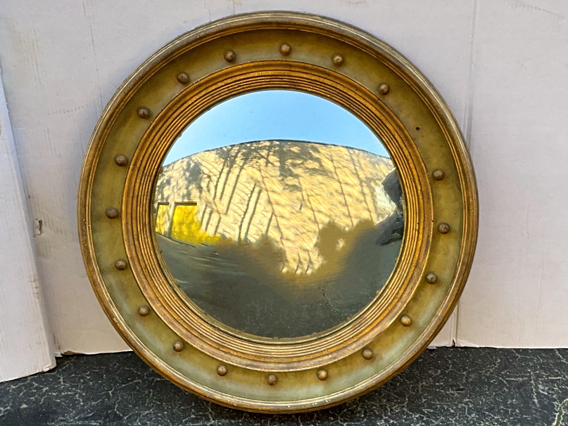 Federal Style Italian Carved Giltwood and Painted Round Convex Mirrors ...