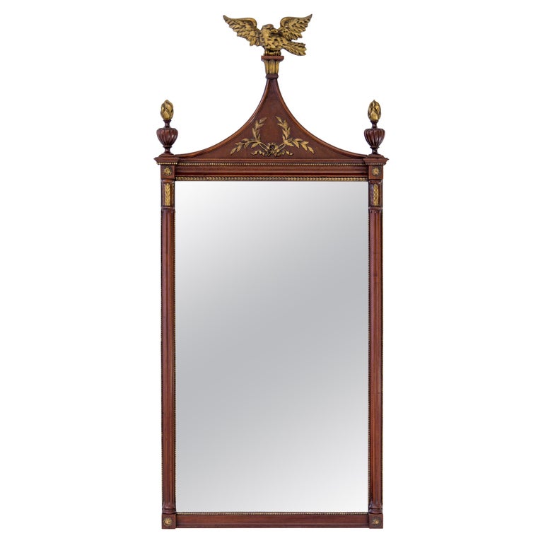 Federal Style Mahogany and Gilded Mirror with Carved Eagle and Finials ...