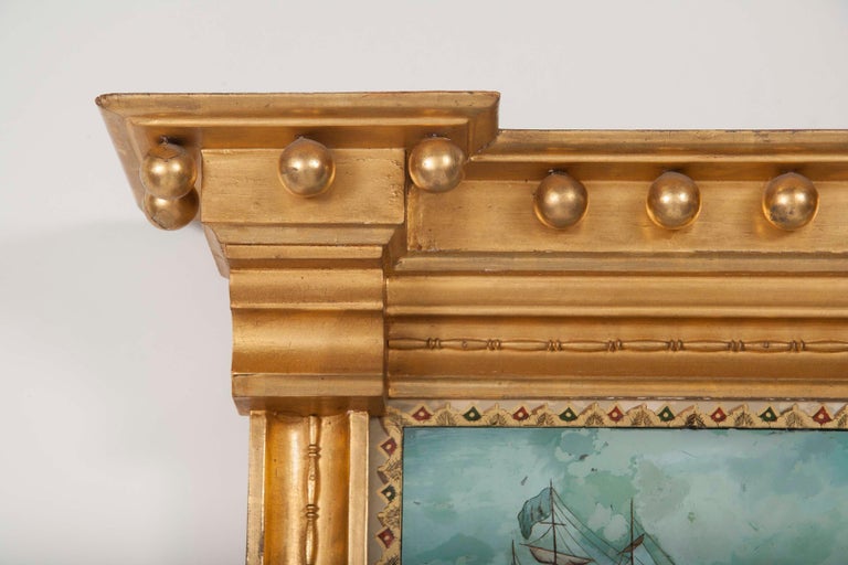 Federal Style Mirror Featuring Églomisé of USS Constitution and HMS ...