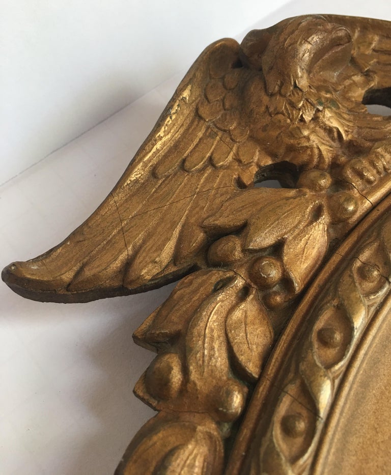 Federal Style Round Convex Giltwood Eagle Mirror at 1stDibs