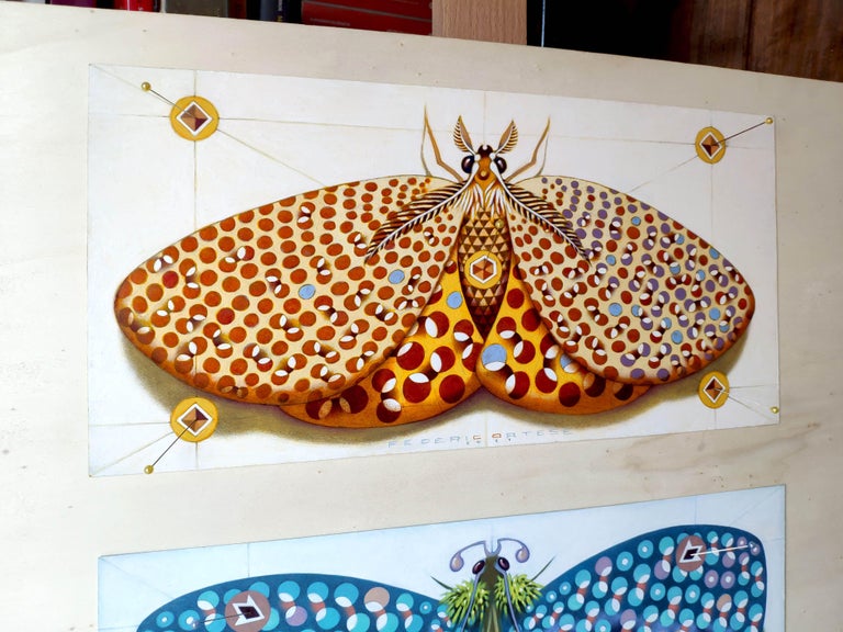 Federico Cortese - Chromatic butterfly - yellow, Painting, Oil on Paper ...