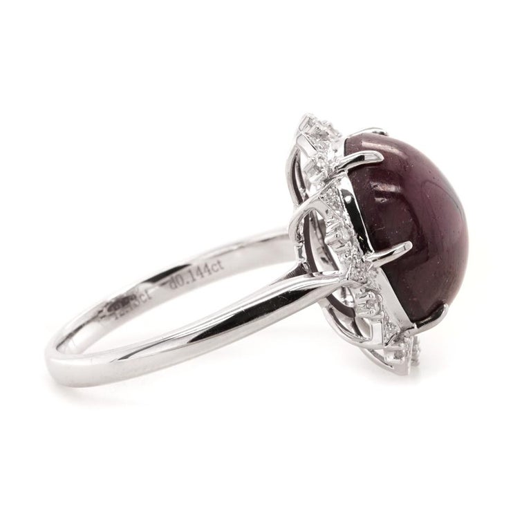 Fei Liu 12.73ct Star Ruby Diamond 18ct White Gold Ring For Sale at 1stDibs